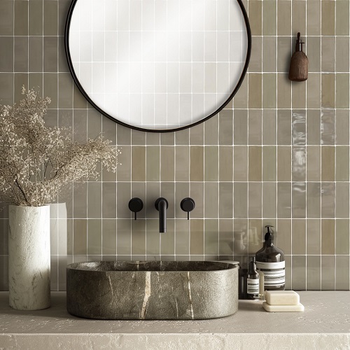 Quadrostyle Zellige Greige Glossy Wall Vinyl Tile Stickers 30cm(W) 24cm ...