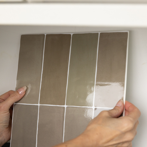 Quadrostyle Zellige Greige Glossy Wall Vinyl Tile Stickers 30cm(W) 24cm ...